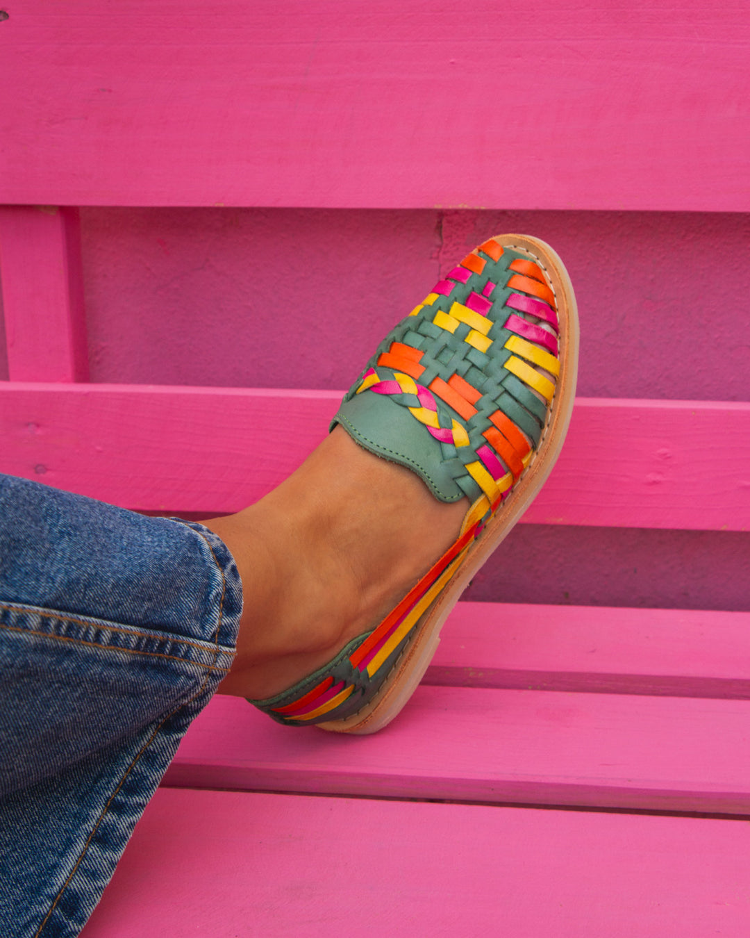 MEXAS FOLKLORE | Huaraches en cuir aux couleurs vives